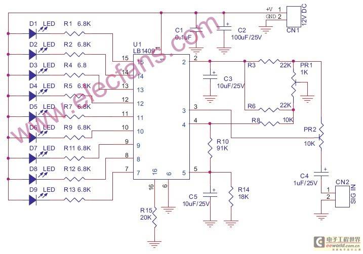 前级vu表驱动电路图,vu电平表驱动电路图,vu表头驱动电路图_大山谷图库